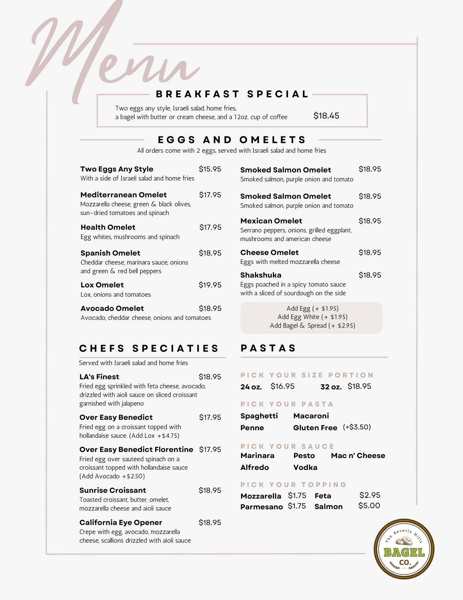 Menu – Bagel Cafe LA
